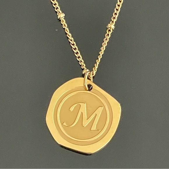 Savvy Cie | Jewelry | Savvy Cie Jewels 22k Gold M Necklace | Poshmark